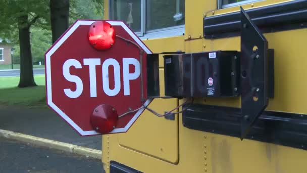 Bus stop sign with hazard lights on. (3 of 5) — Stock Video ...