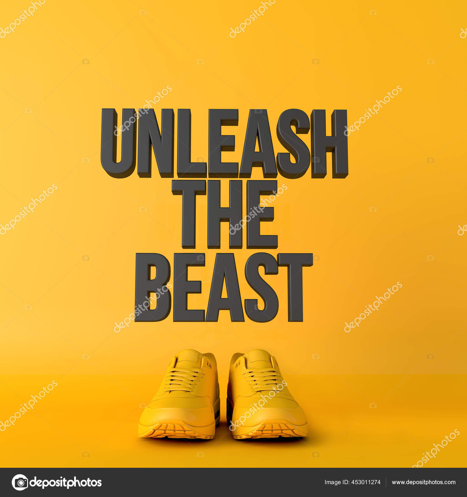 Unleash the beast motivational workout fitness phrase, 3d Rendering — Stock Photo ...