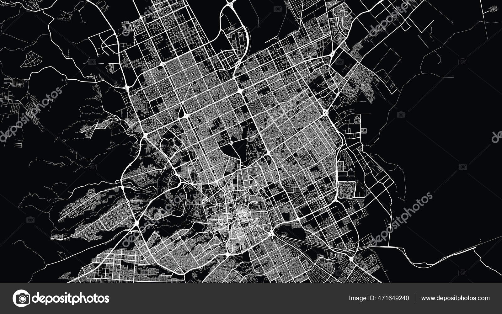 Mapa da cidade de vetor urbano de Riade, Arábia Saudita, Oriente Médio ...