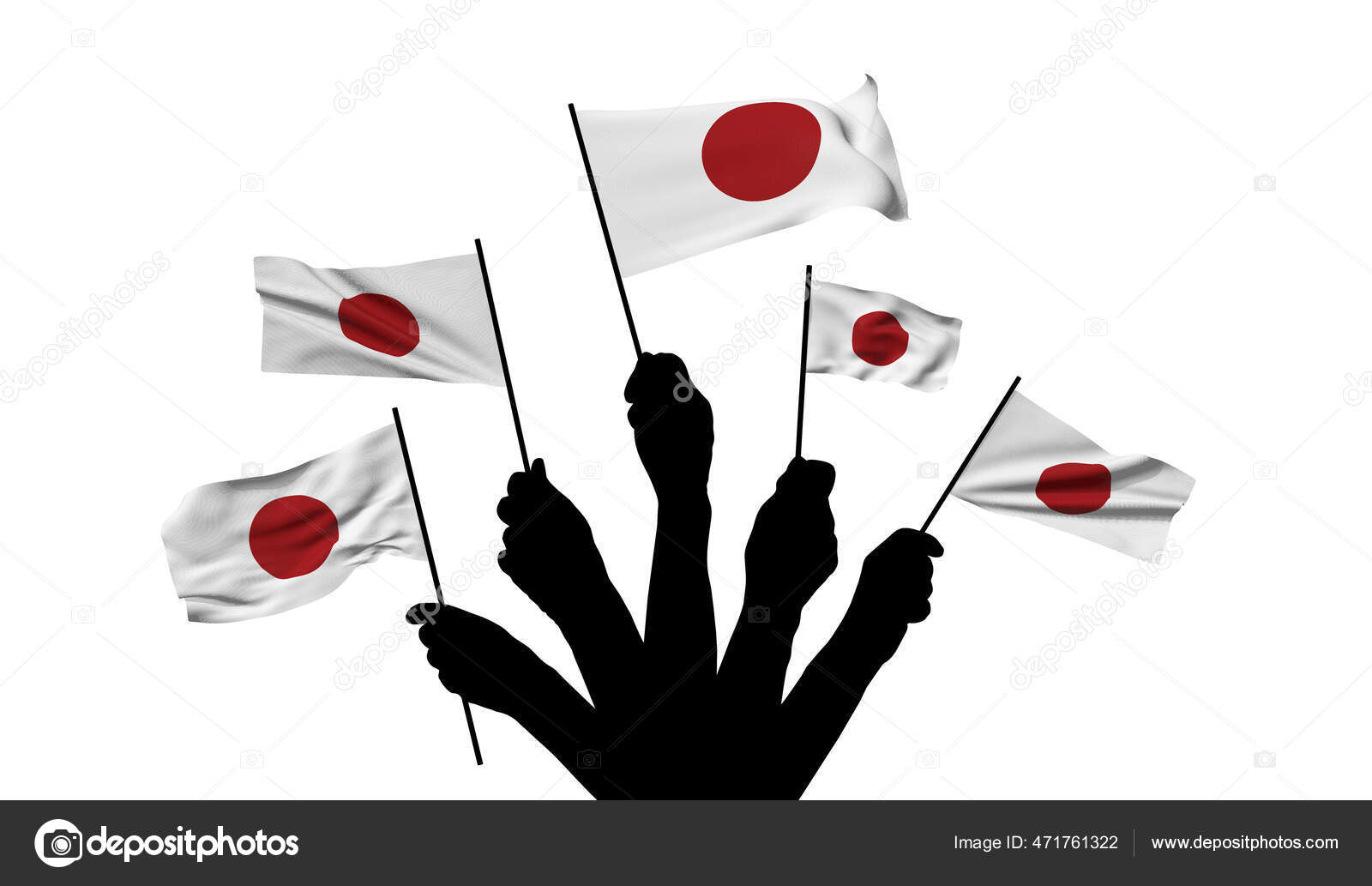 Japan national flag being waved. 3D Rendering — Stock Photo ...