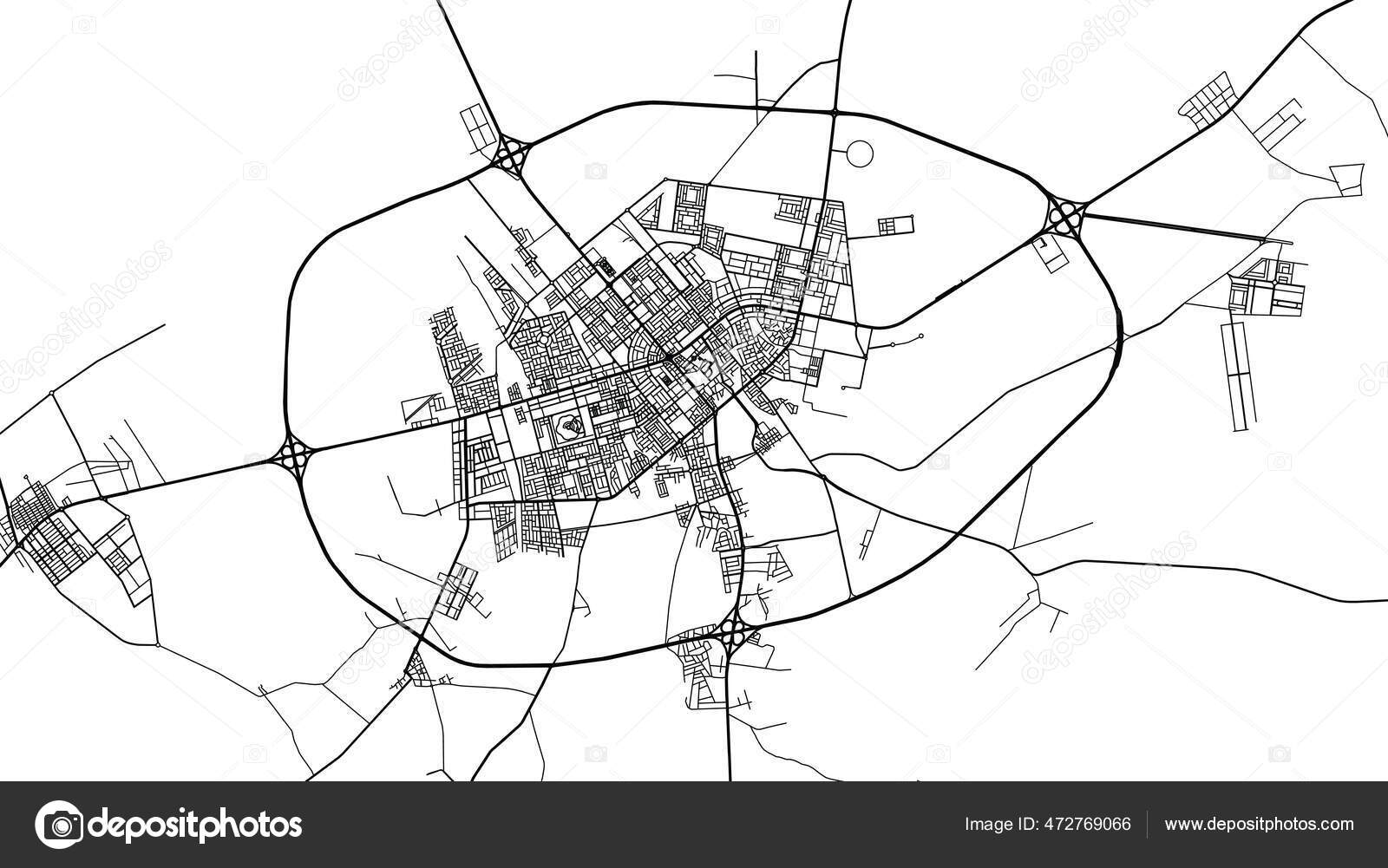 Peta kota vektor perkotaan Ar Rass, Arab Saudi, Timur Tengah Vektor ...