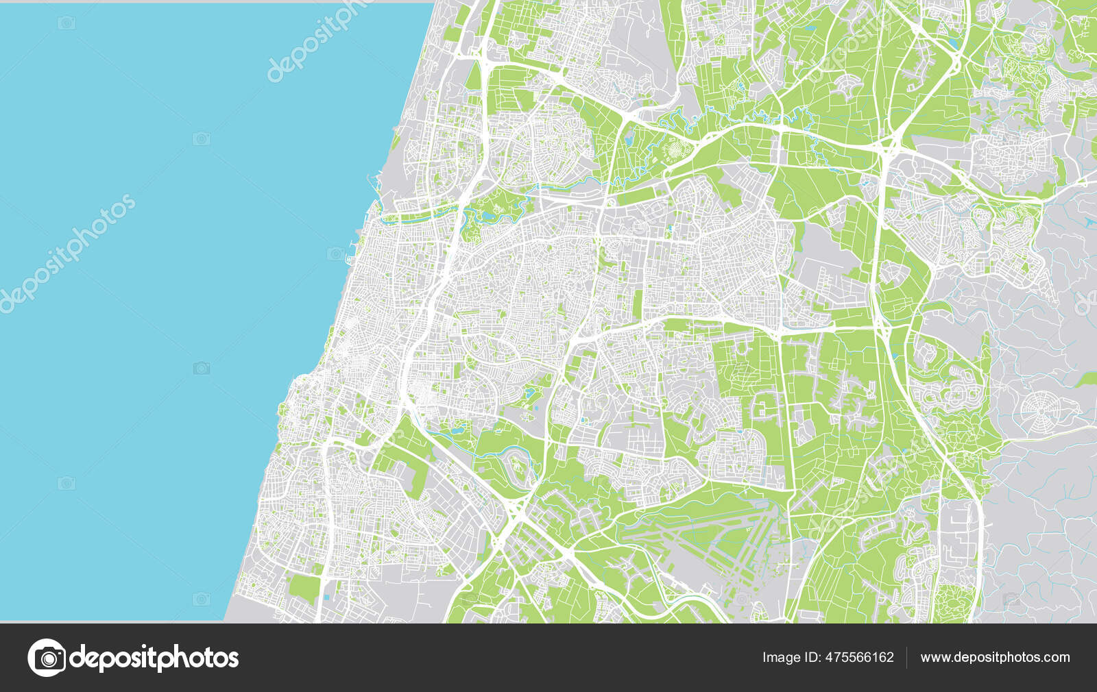 Urban vector city map of Tel Aviv, Israel, middle east Stock Vector by ...