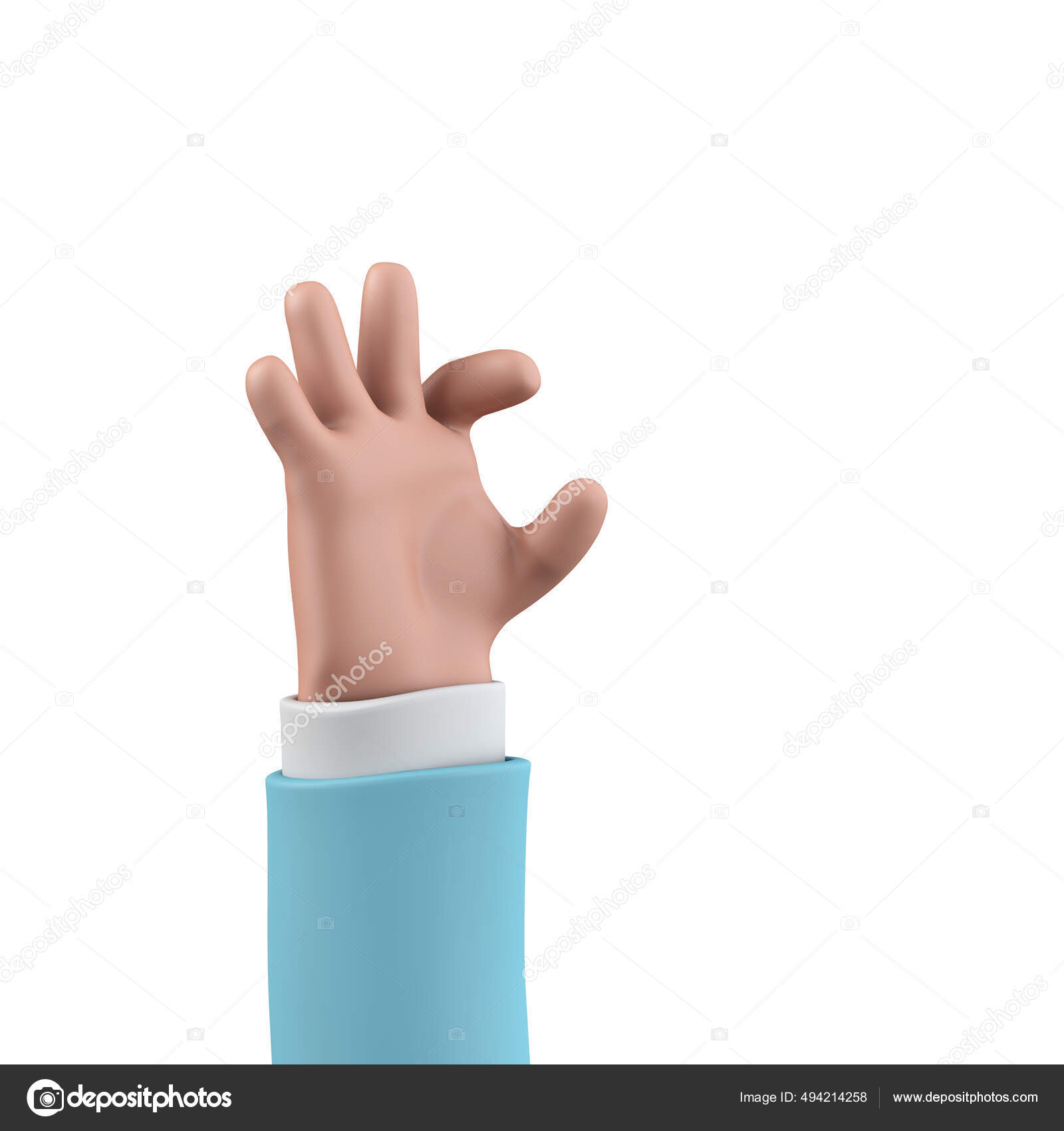 Cartoon character style hand holding an object pose. 3D Rendering ...