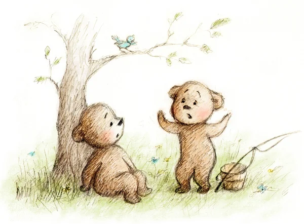 ᐈ Teddy bear drawing stock pictures, Royalty Free drawing of two teddy ...