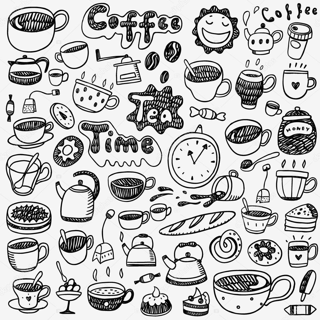 Tea cups coffee doodles Stock Vector Image by ©topform #85770614
