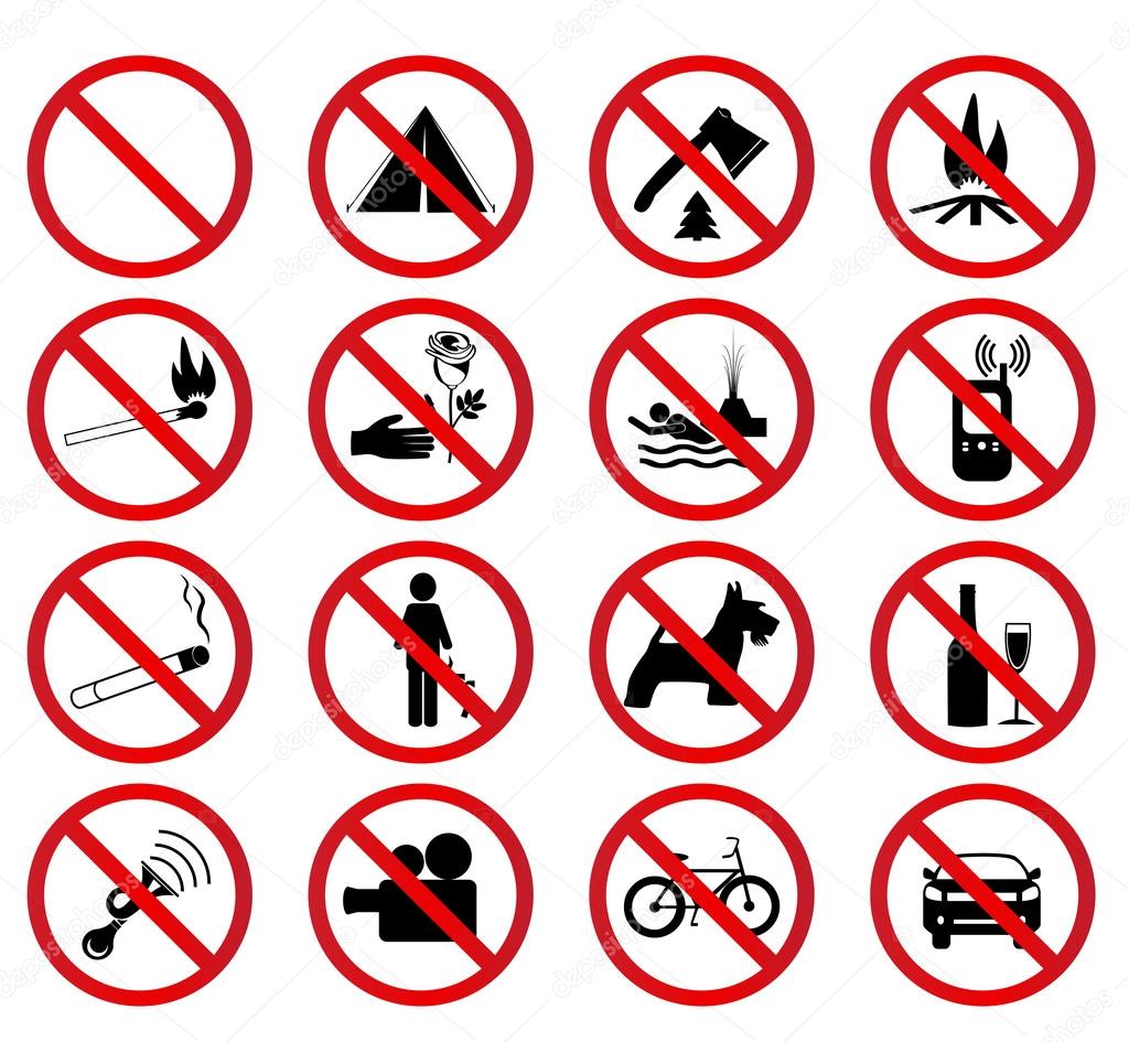 Set Prohibited Signs Stock Vector by ©Krylovochka 72260639