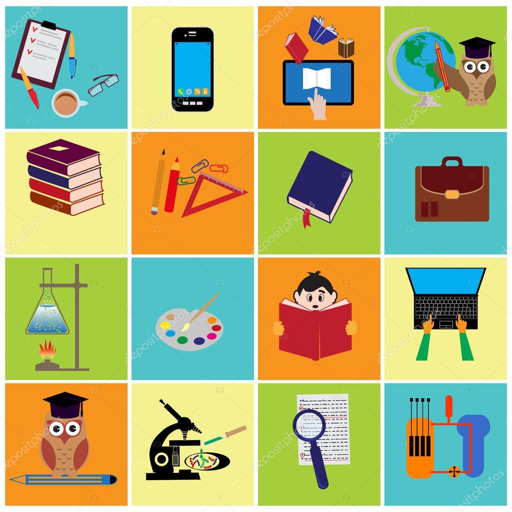 Iconos de educación coloridos vector, gráfico vectorial © Krylovochka ...