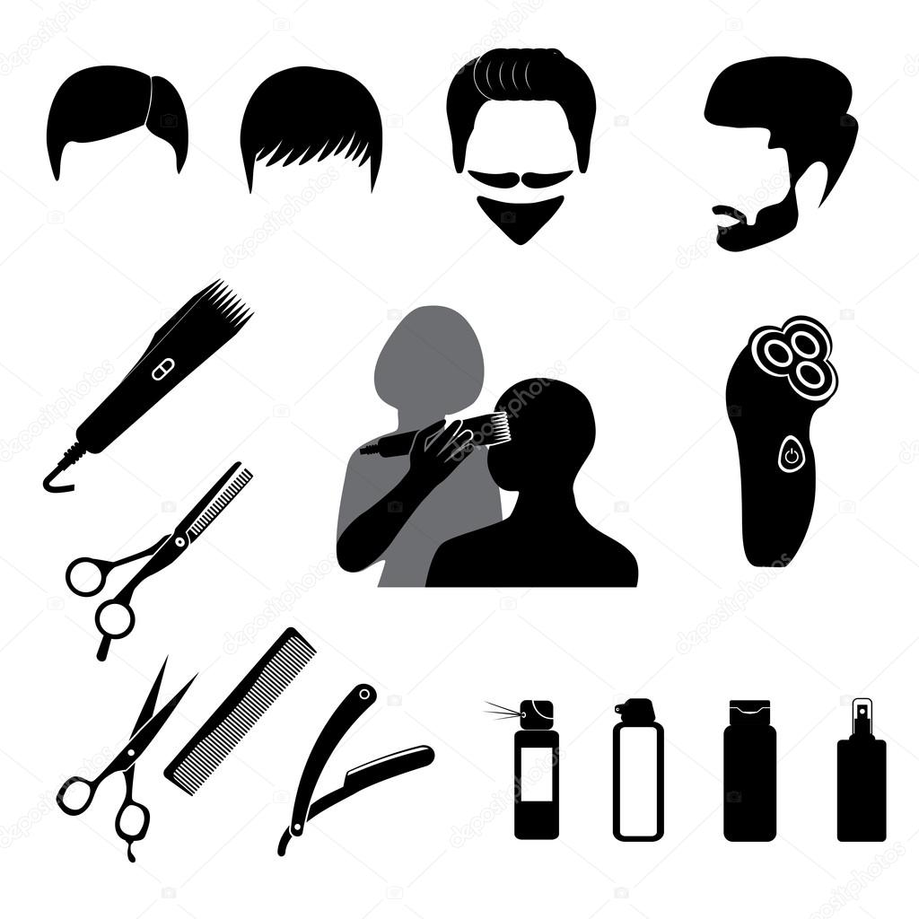 Barbershop symbols icons set — Stock Vector © Krylovochka #83351712