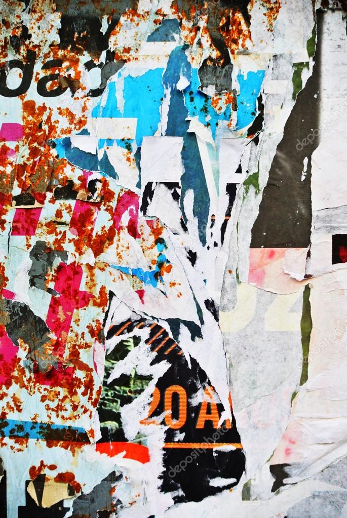Random background collage paper texture on eroded wall Stock Photo by ...