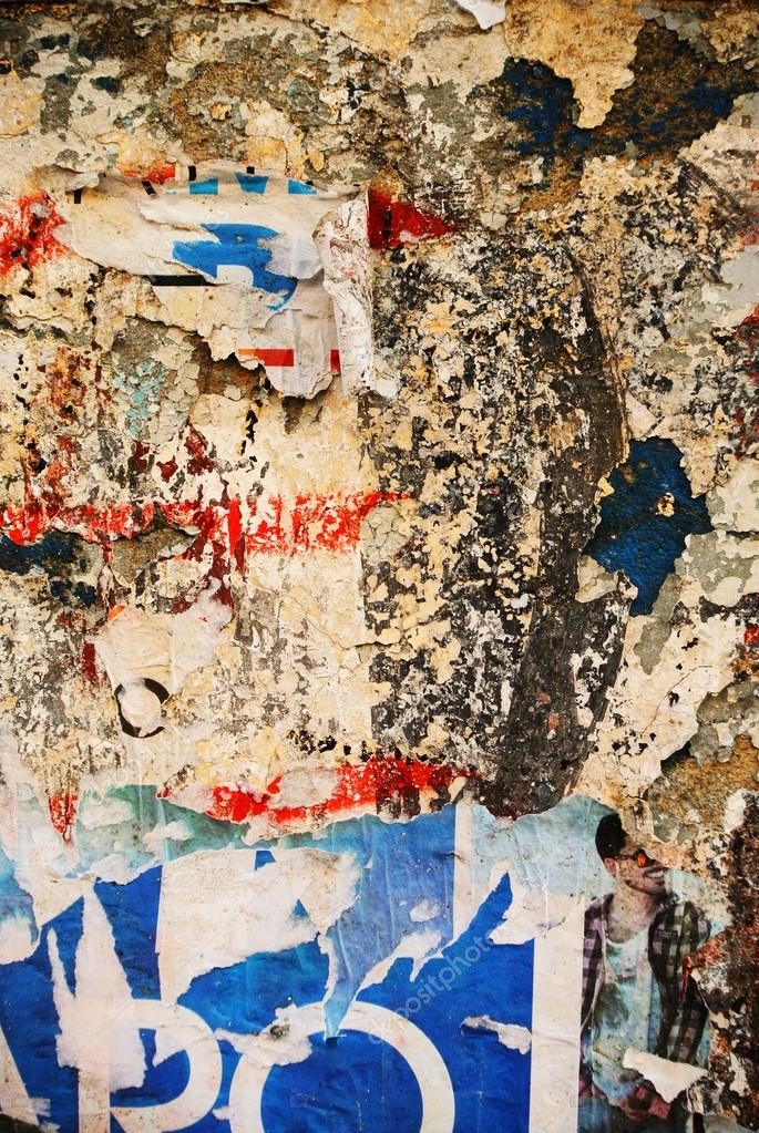 Random background collage paper texture on eroded wall Stock Photo by ...