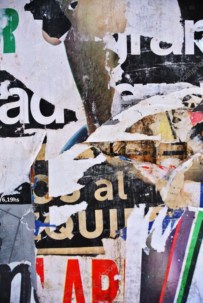 Random background collage paper texture on eroded wall Stock Photo by ...