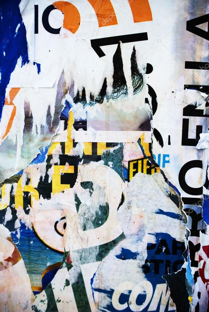 Random background collage paper texture on eroded wall Stock Photo by ...