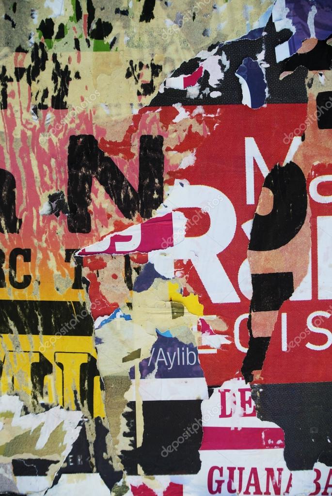 Random background collage paper typography texture on wall Stock Photo ...