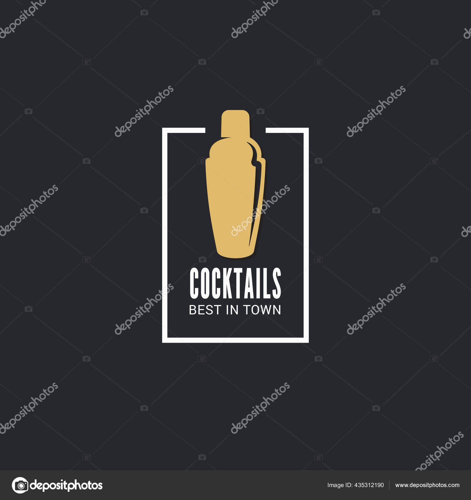 Cocktails shaker logo on black object background Stock Vector by ...