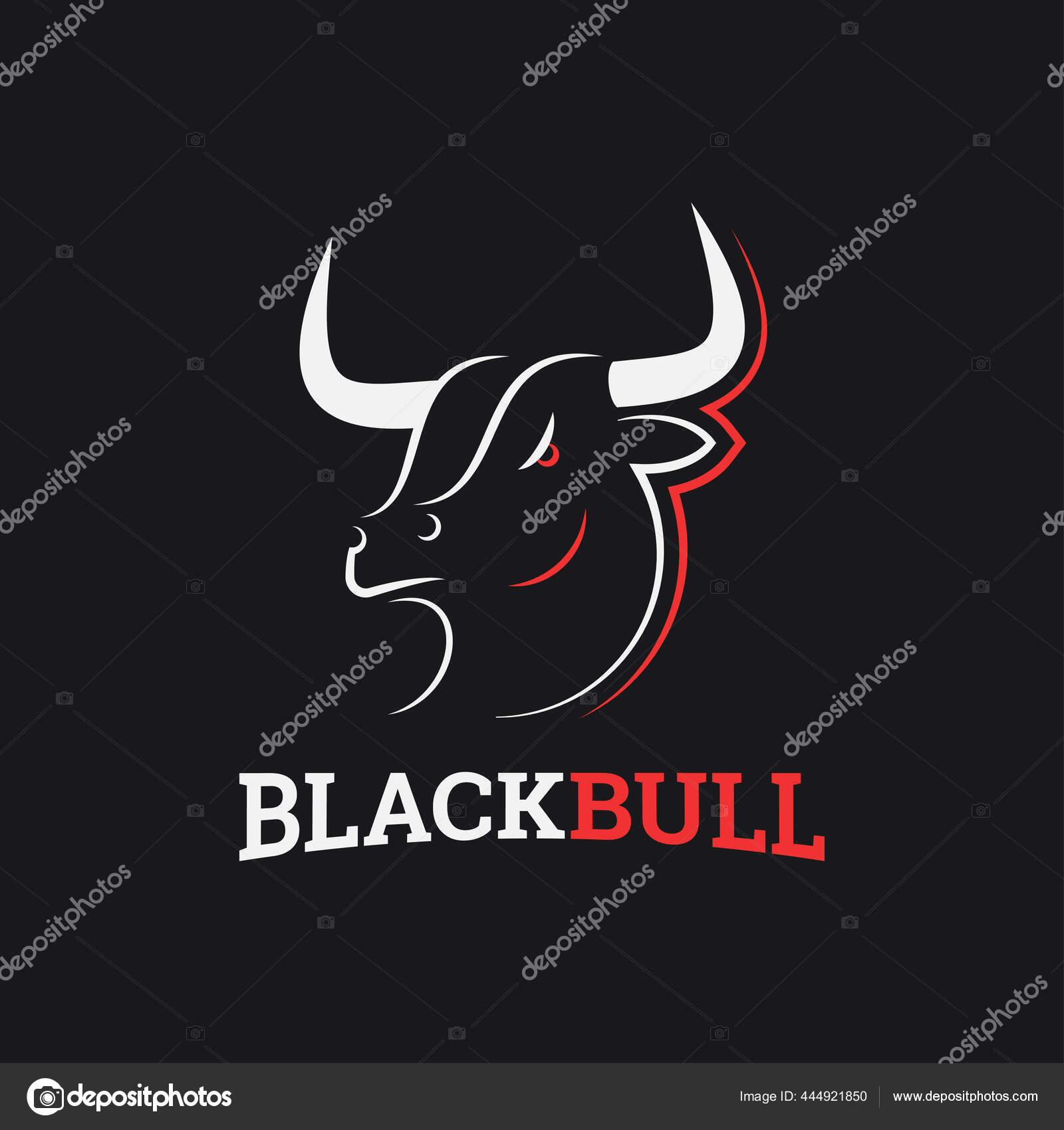 Logo de cabeza de toro. Toro negro sobre fondo negro Vector de stock ...