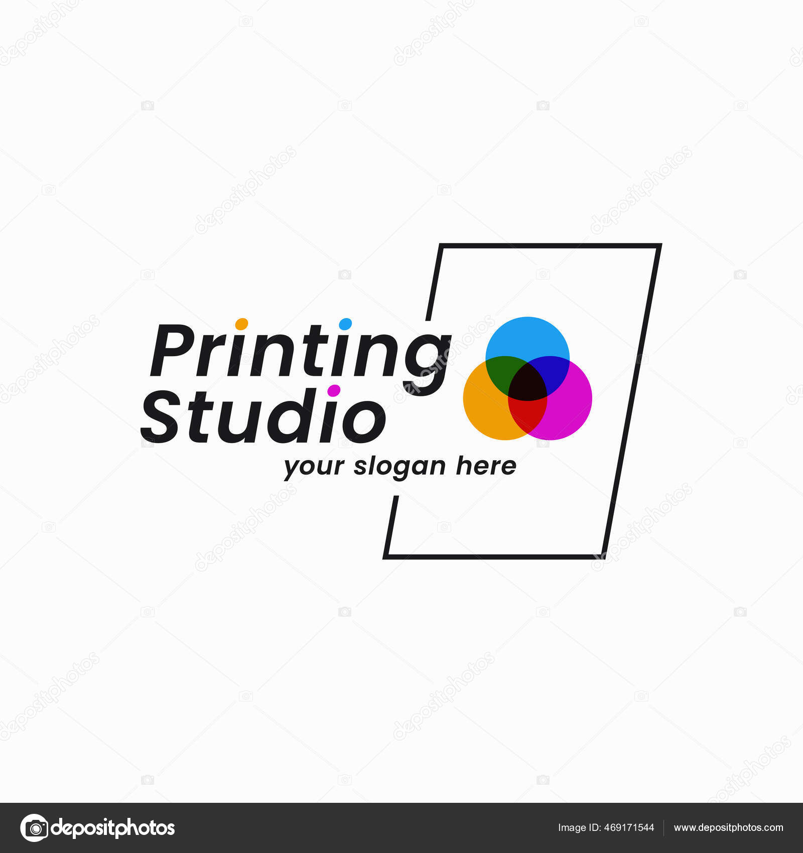 Logo del estudio de impresión. Firma de la empresa de impresión blanco ...