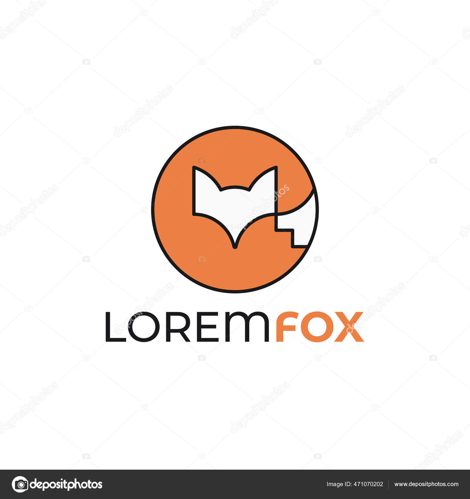 Fox logo. Rounded linear fox icon on white Stock Vector by ...