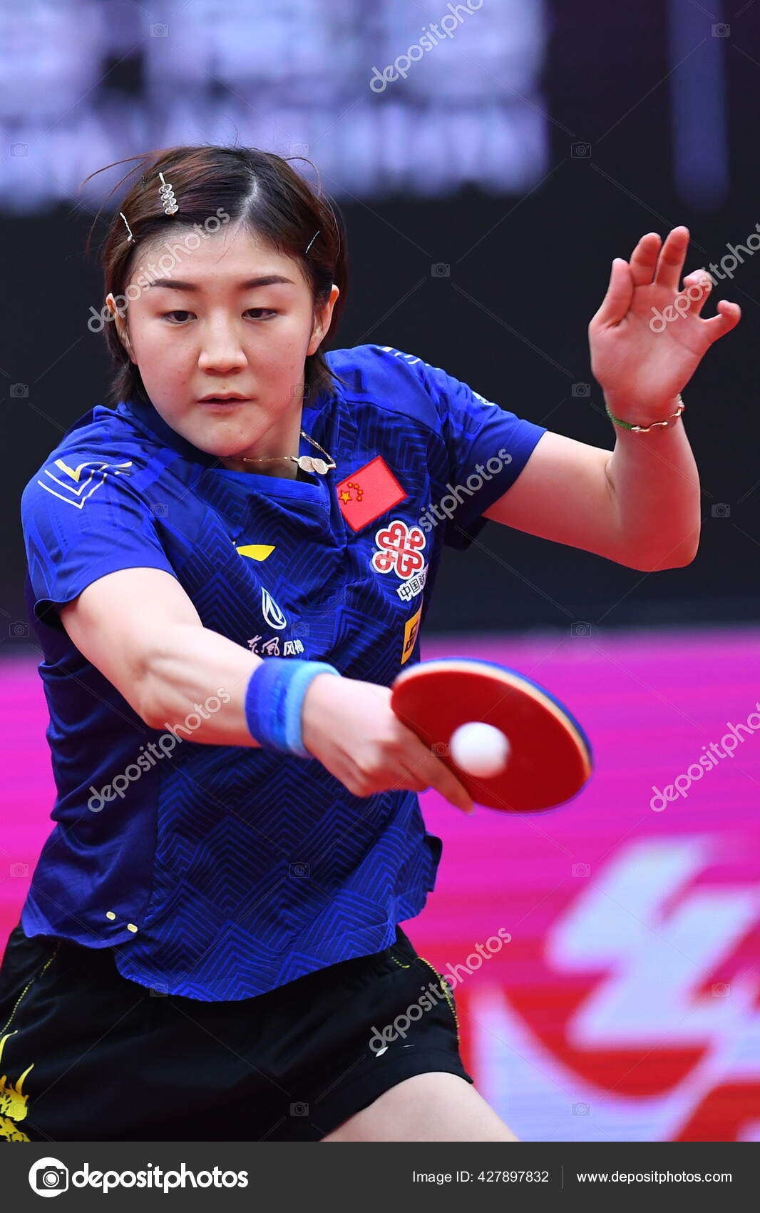 Chinese Table Tennis Player Chen Meng Plays Romanian Table Tennis ...