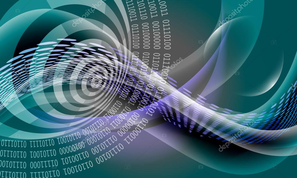 Vector abstract background with lines and waves and binary code Stock ...