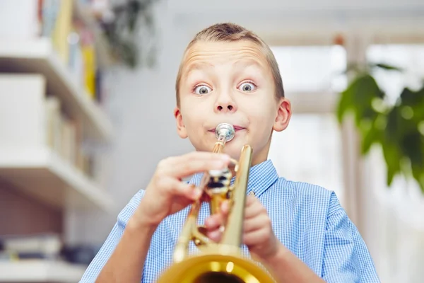 Little boy with trumpet — Stock Photo © Chalabala #87686002