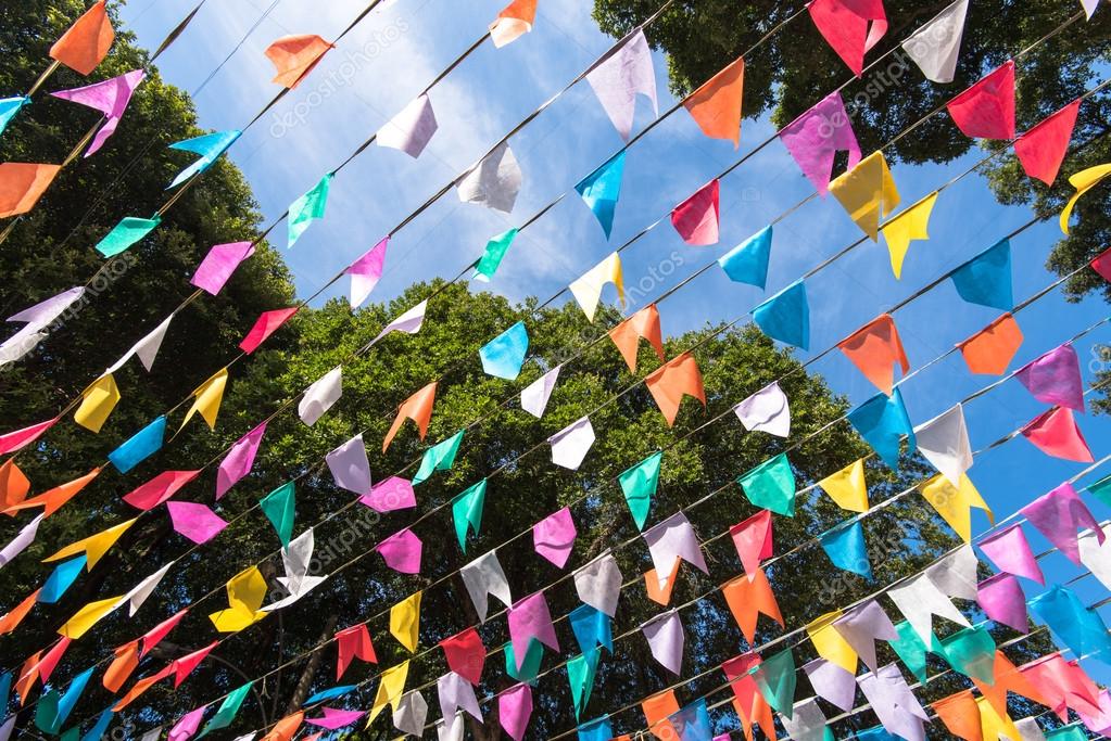Colorful carnival flag garlands Stock Photo by ©dabldy 117428992