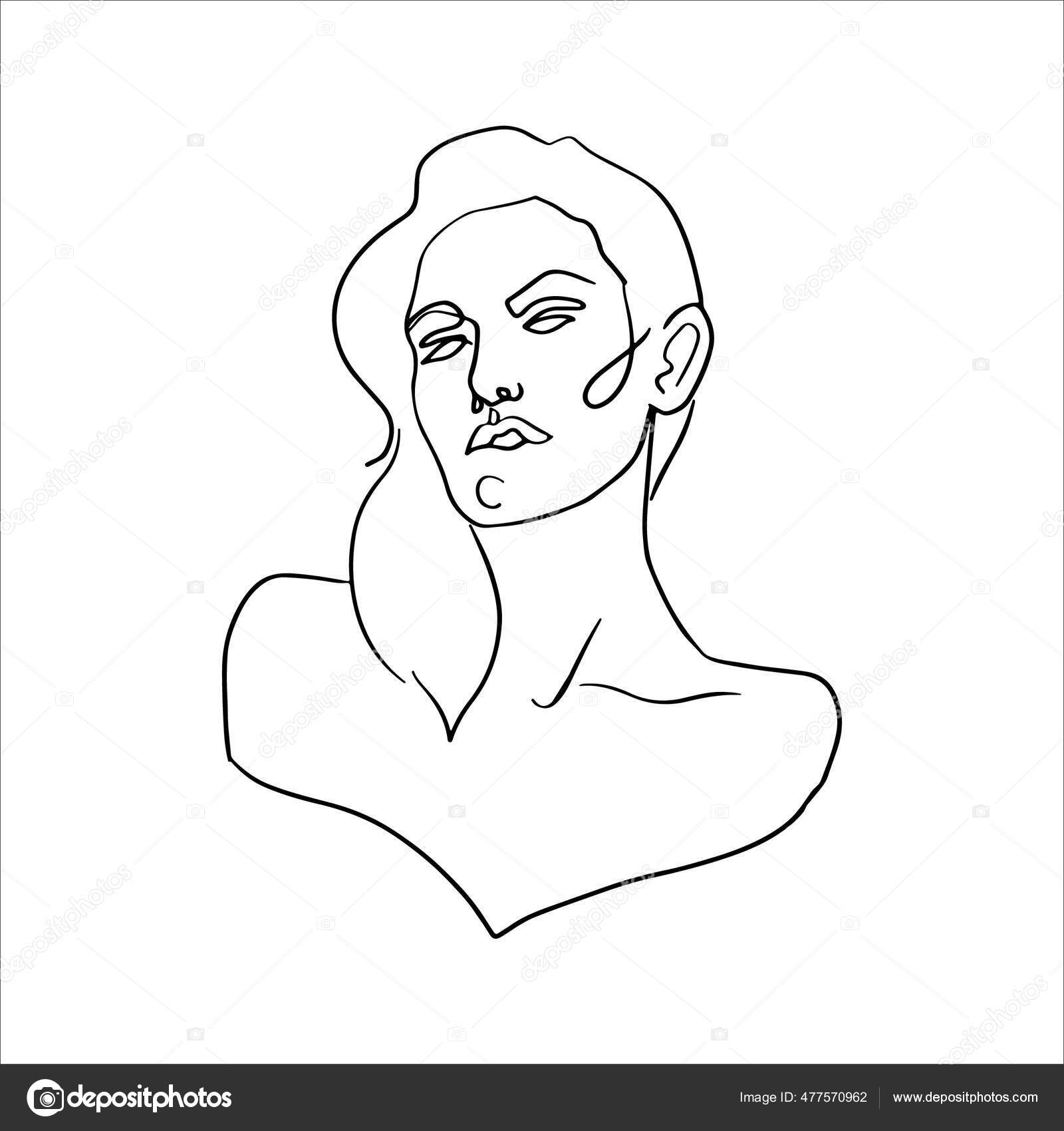 Dibujo Continuo De Una Línea De Hermoso Retrato De Mujeres Arte De