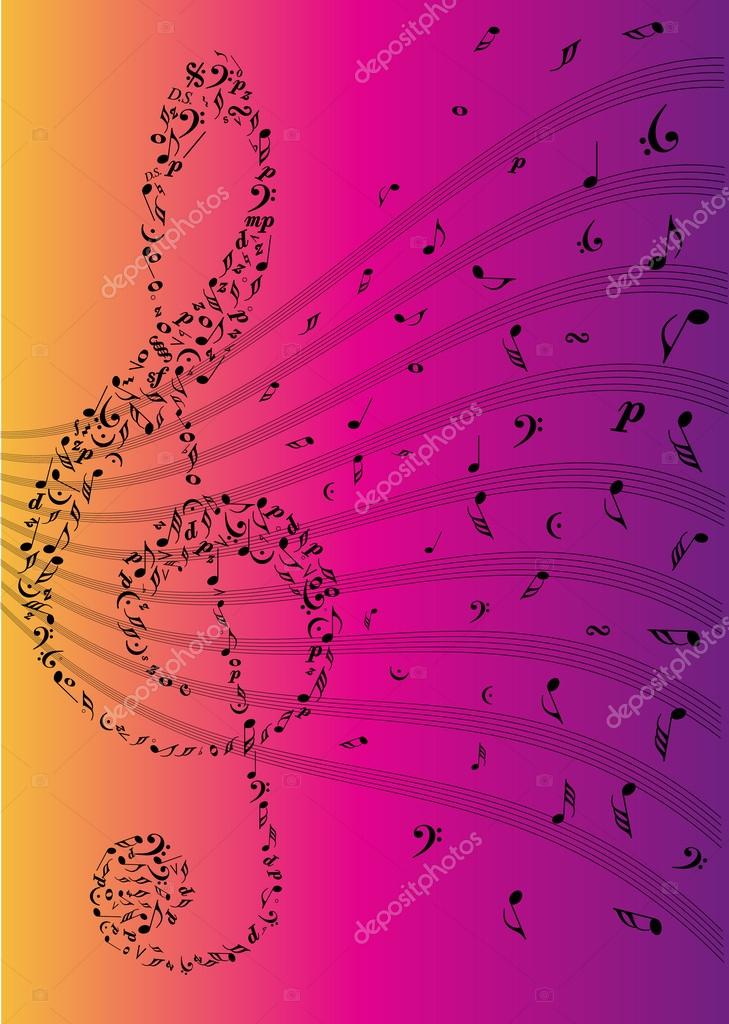 Colourful Music Note Background