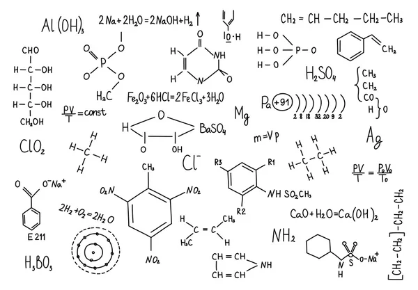 Chemistry background - molecule models and formulas Stock Vector Image ...
