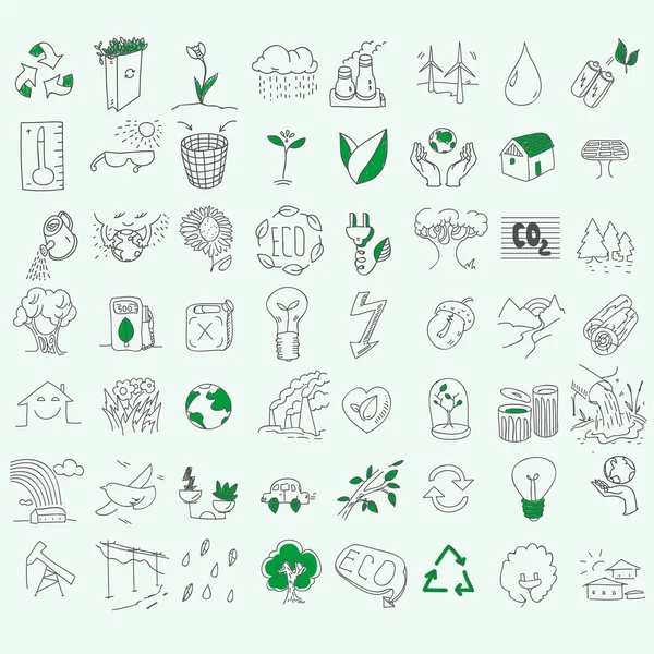 Ecology organic signs eco and bio elements in hand drawn style nature ...