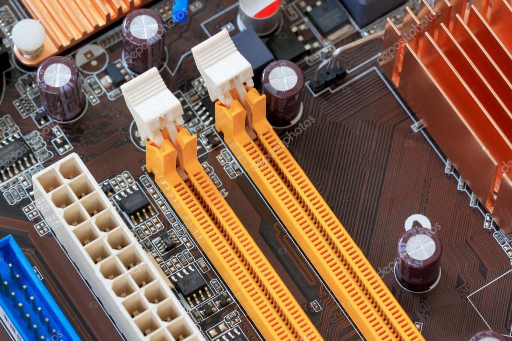 Socket electronics components on PC computer mainboard. — Stock Photo ...