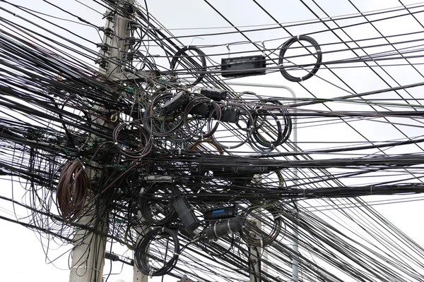 Cable Wires Electric Poles Tangled Messy Signal Line Design Your Stock ...