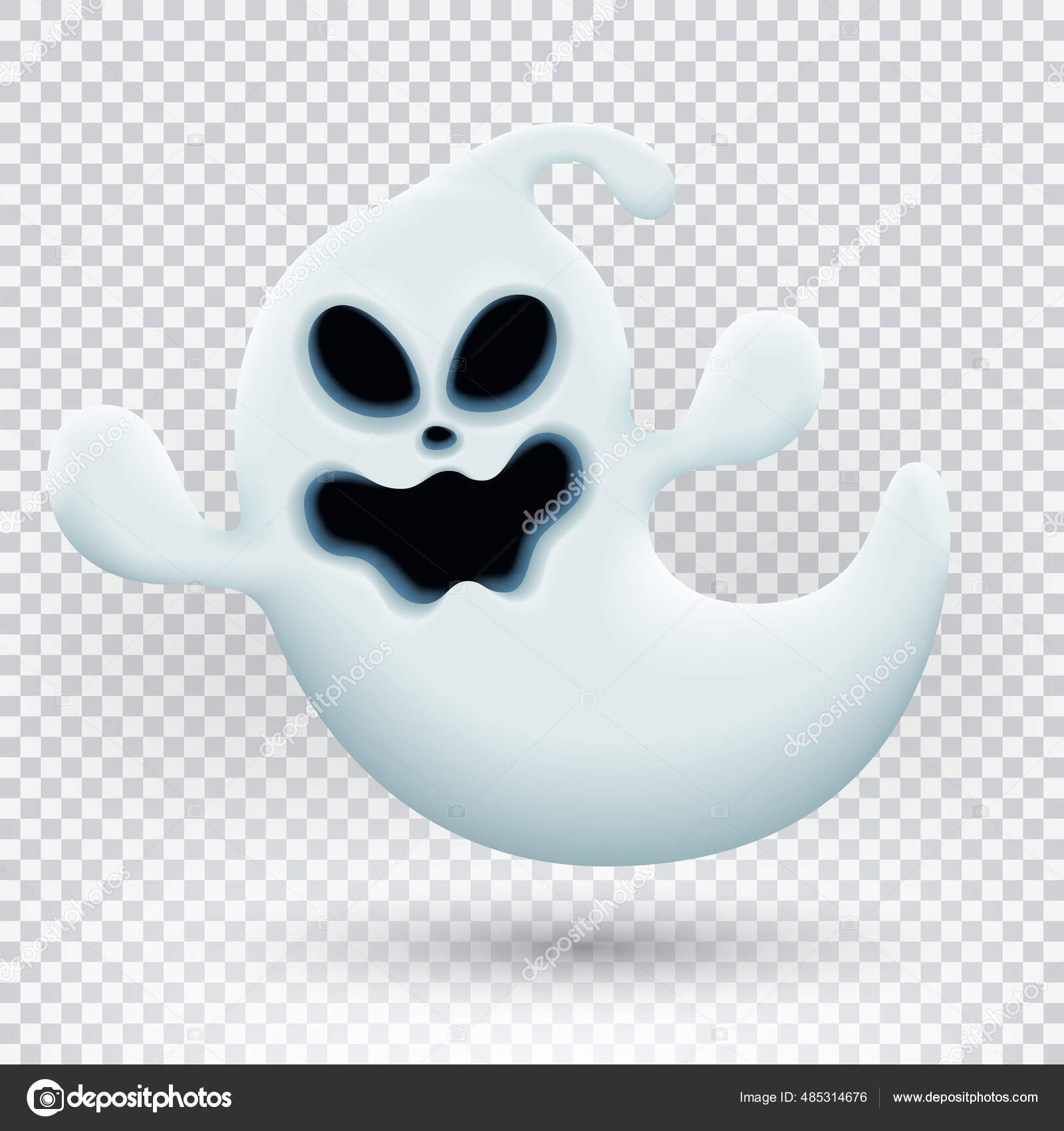 Vector Illustration Funny Ghost Realistic Ghost Isolated Transparent ...