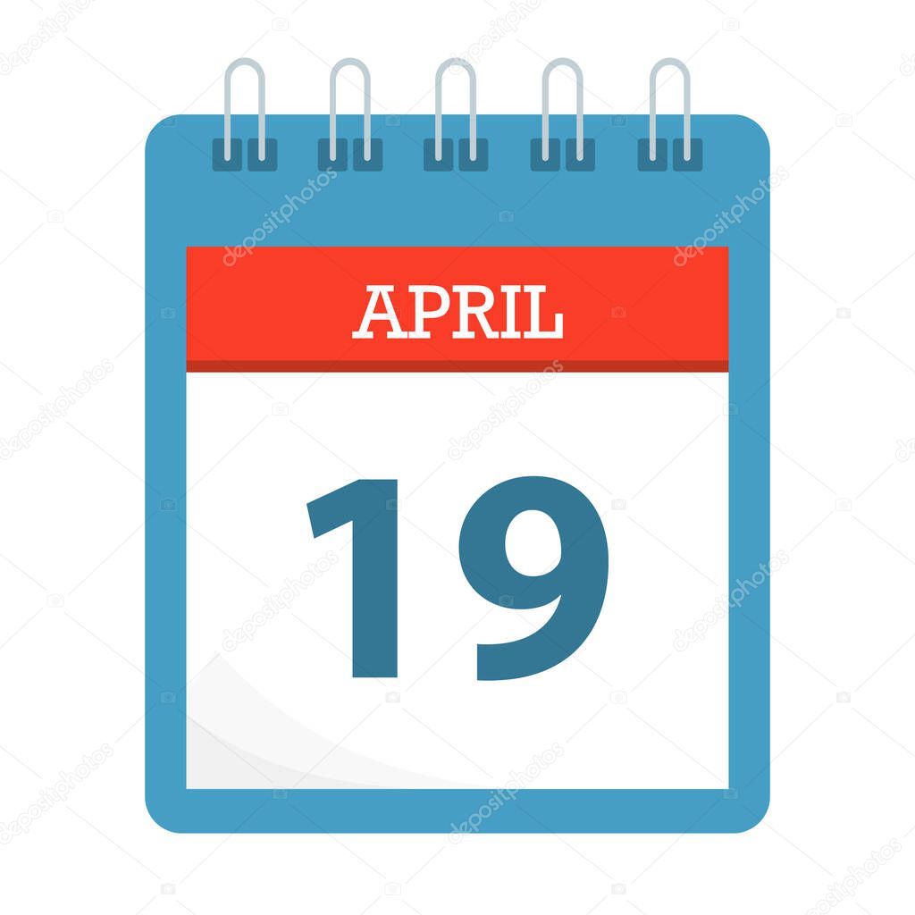 19 de abril - Icono del calendario - Plantilla del calendario ...