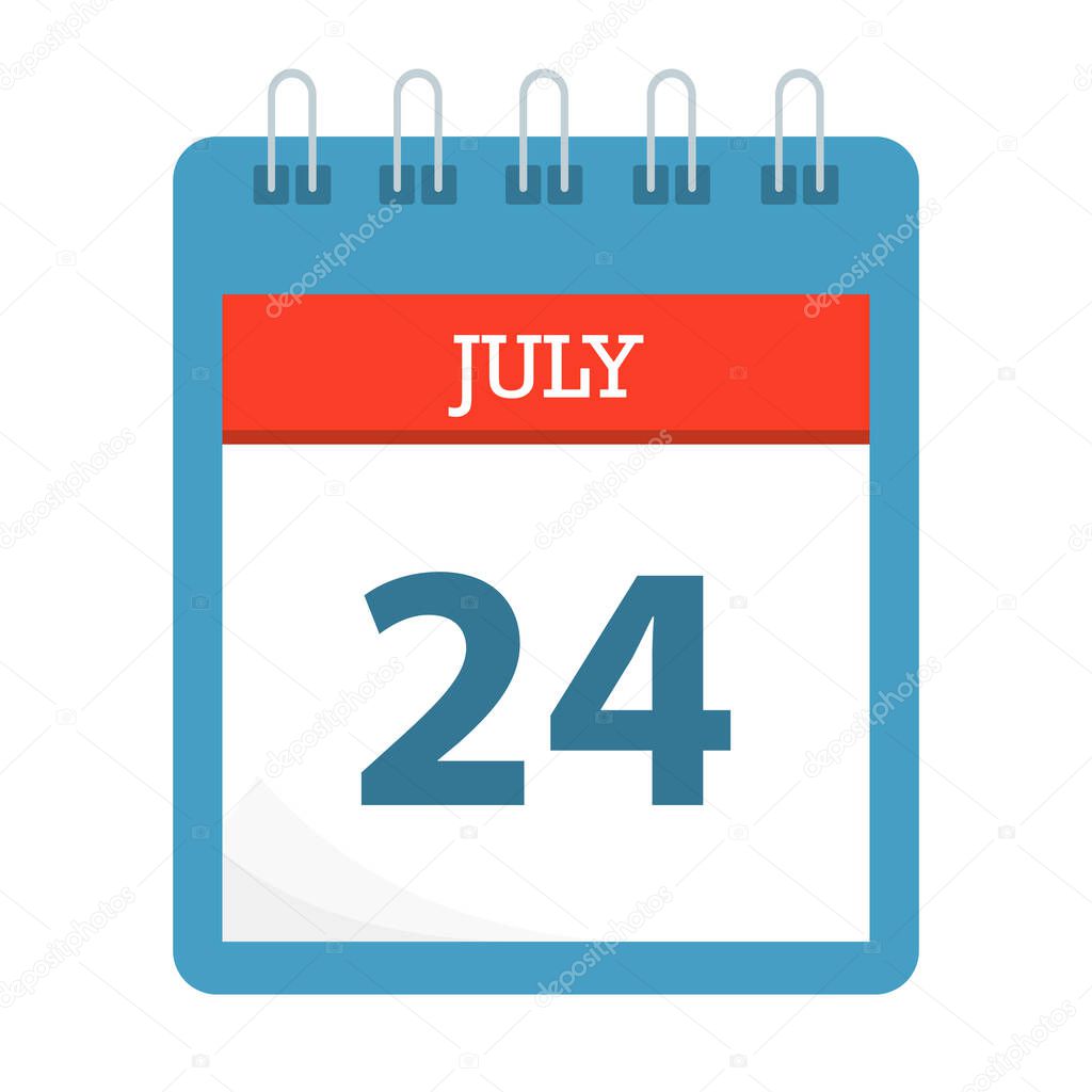 24 de julio - Icono del calendario - Plantilla del calendario - Ilustración del vector ...