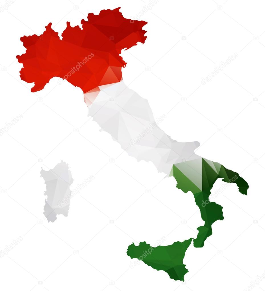 Geometric polygonal design map of Italy. Raster version — Stock Photo ...