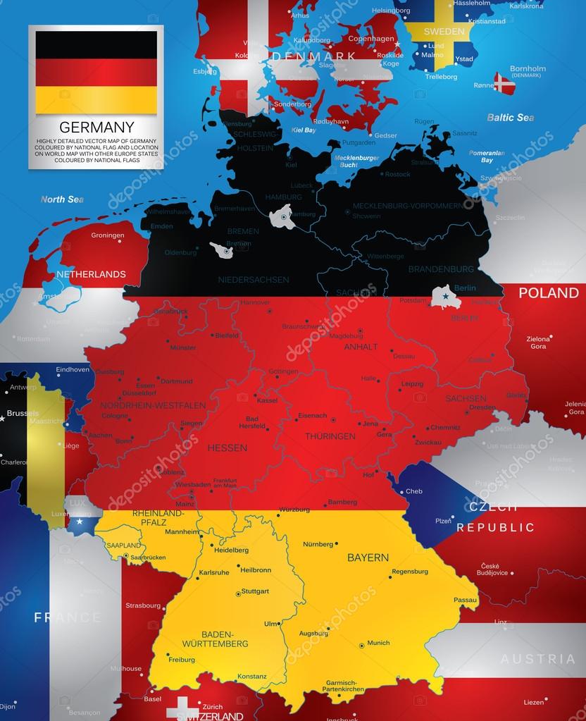 Germany flag on world map Stock Vector by ©Livenart #72752139