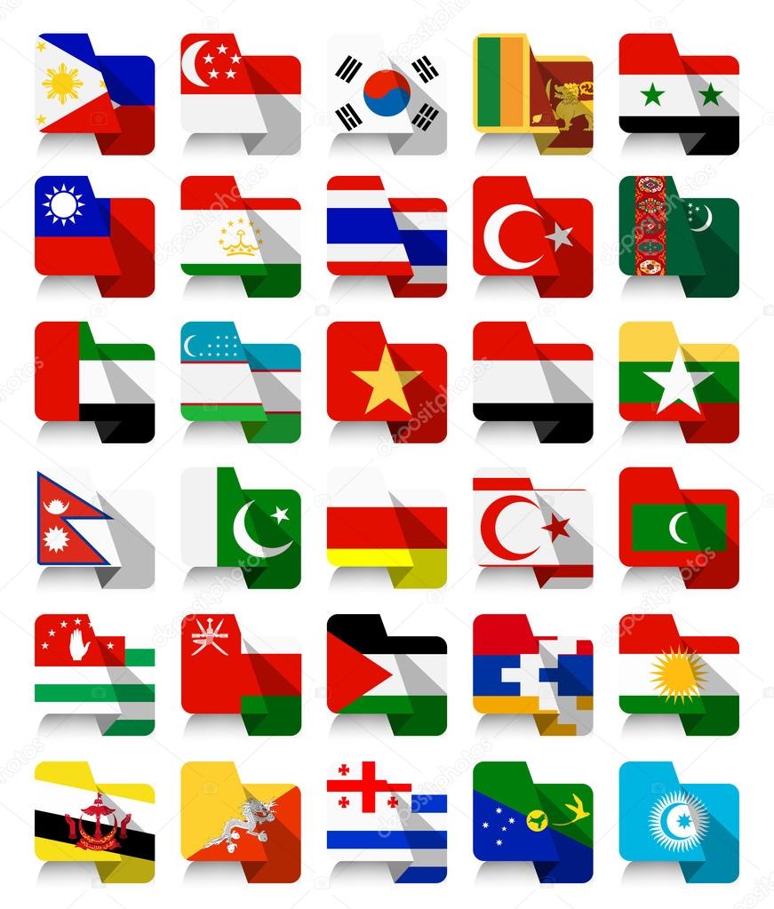 Flat Design Asian Waving Flags 2 — Stock Vector © Livenart #96781190