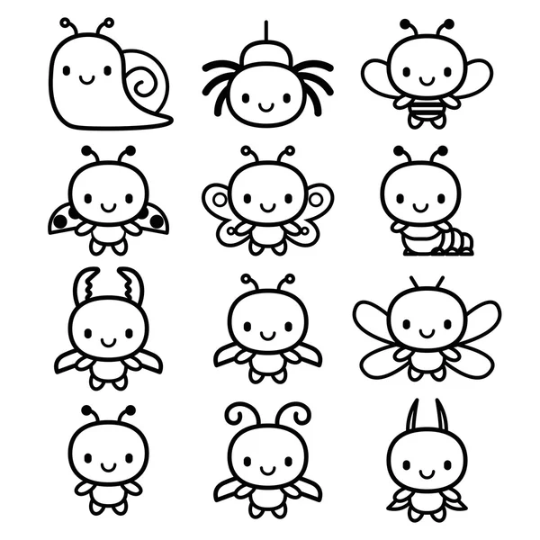 Set Of Cartoon Cute Bugs Isolated — Stock Vector © Aratehortua #117512266