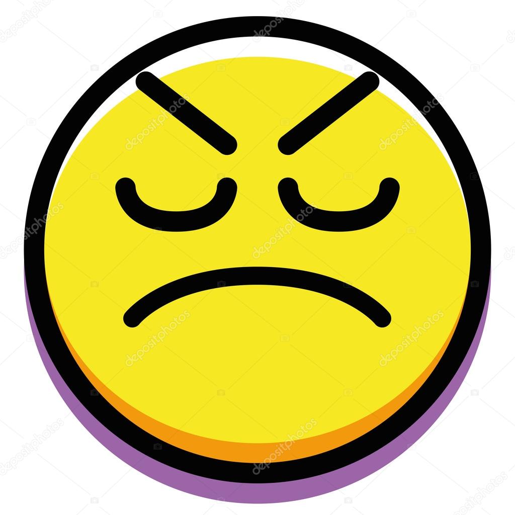 Dibujos animados lindo rostro molesto aislado sobre fondo blanco ...