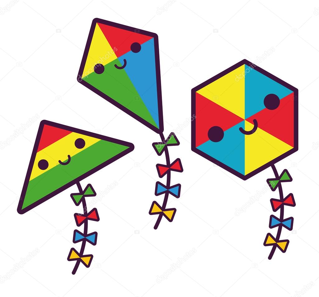 Set Of Cute Cartoon Kites Isolated — Stock Vector © Aratehortua #117512028