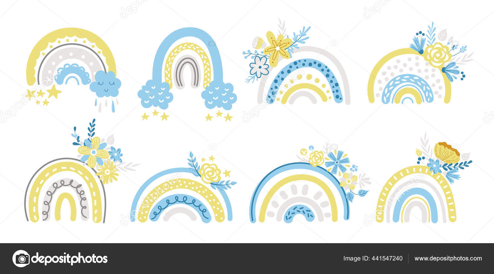 Spring floral rainbow clipart set Stock Vector Image by ©Sunniwa #441547240