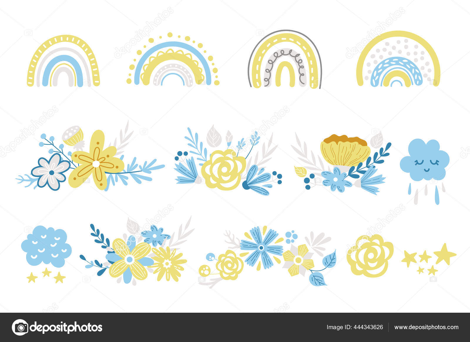 Spring floral rainbow clipart set Stock Vector by ©Sunniwa 444343626