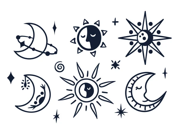 Sun And Moon Clip Art Black And White