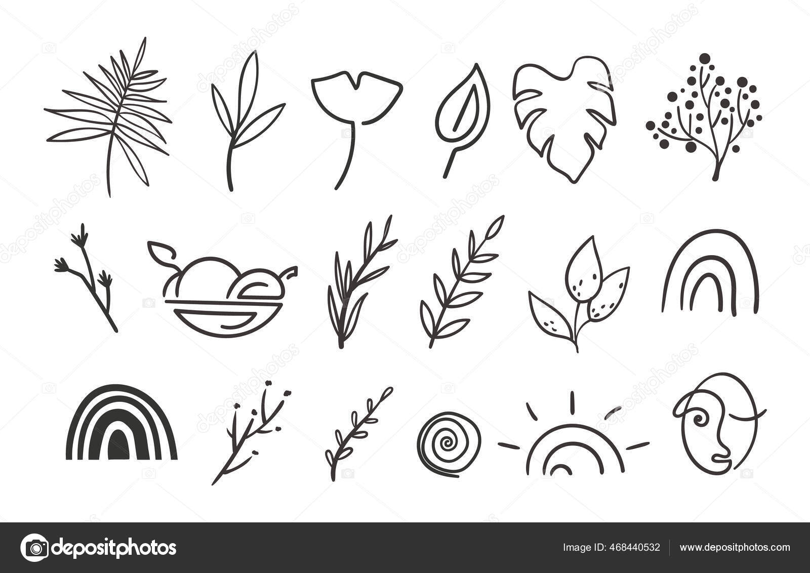 Boho abstract geometric shapes isolated cliparts on white Stock Vector ...