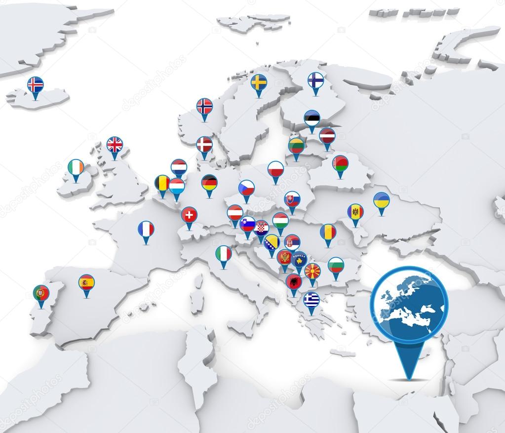 Mapa de Europa con banderas nacionales 2022 Mapa de Europa con banderas nacionales 2022