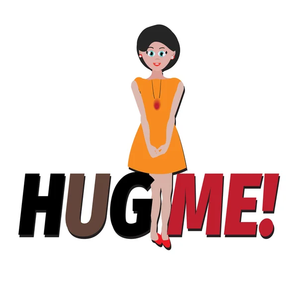 Vector Cartoon Illustration Beautiful Girl Raising Hand Lettering Text ...