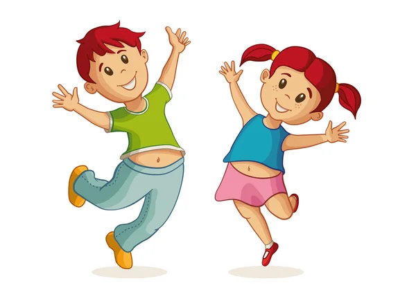 Kézi rajz rajzfilm a boldog fiú és lány — Stock Vector #43029689