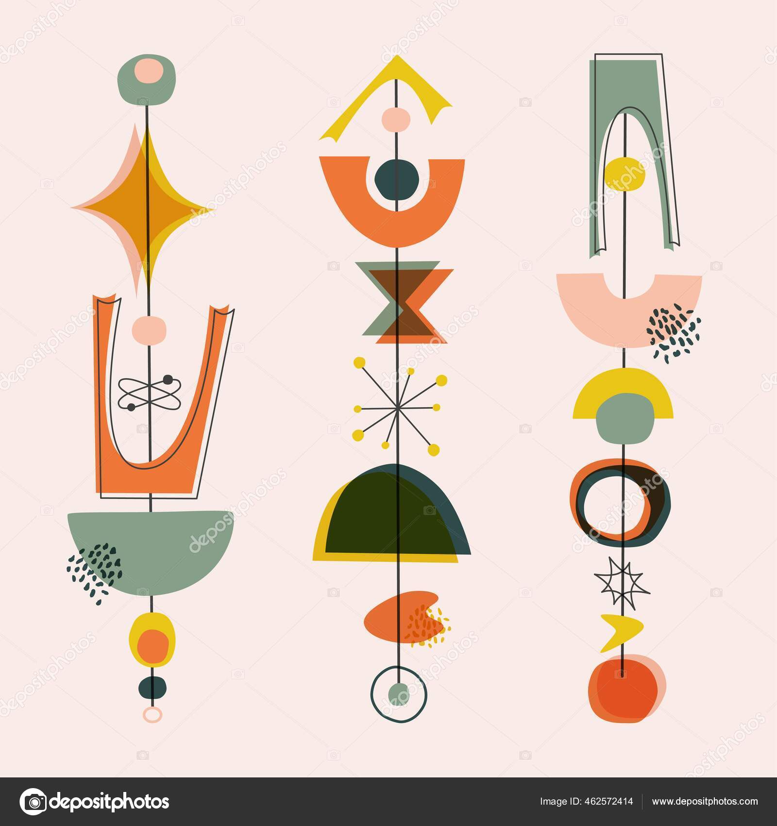 Mid Century Modern Style Shape, 1950s background with vintage colors ...