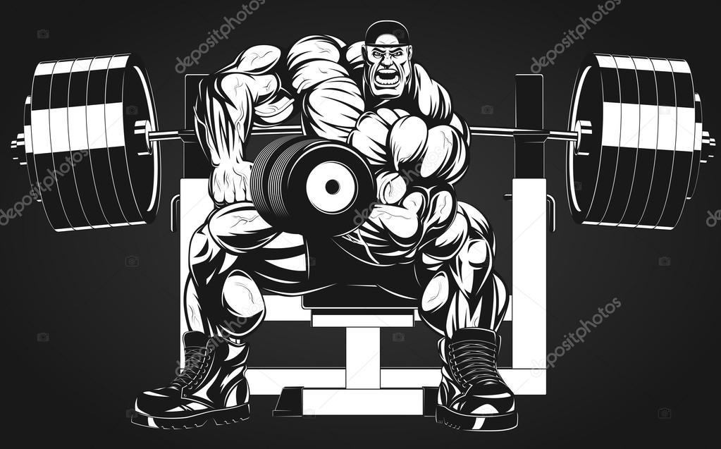 Bodybuilder with dumbbell — Stock Vector © Andrey_Makurin #70646031 Bodybuilder with dumbbell — Stock Vector © Andrey_Makurin #70646031