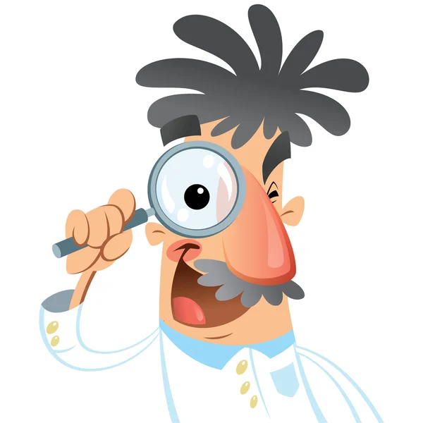 Cartoon cute detective investigate with brown coat and eye glass Stock ...